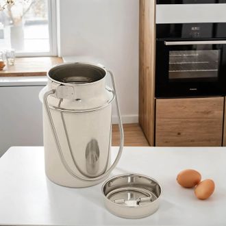 Licht-Erlebnisse Milchkanne Edelstahl 5l - Milchkrug - für Kaffee Milch Soßen - 25,5 cm hoch - mit Deckel - Bügel Transportbehälter - Deko - Kaffeekanne - Weinbehälter