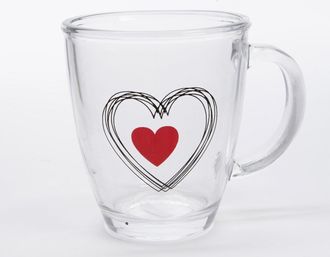 K&S Glas Kaffeebecher Kaffeeglas Teeglas mit Herz