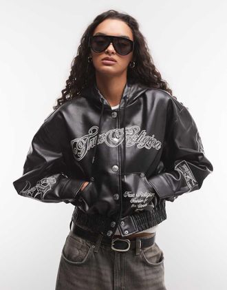 True Religion veste &agrave; capuche brod&eacute;e avec motif au dos noire