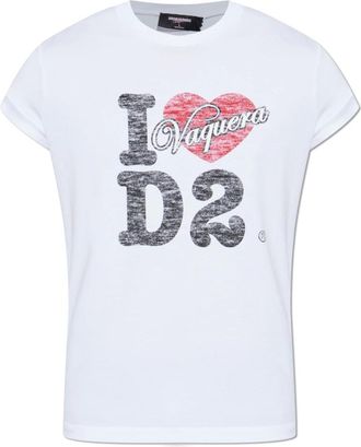 Dsquared2 Homme, Tops, Blanc, Taille: XL T-Shirt Graphique à Col Rond