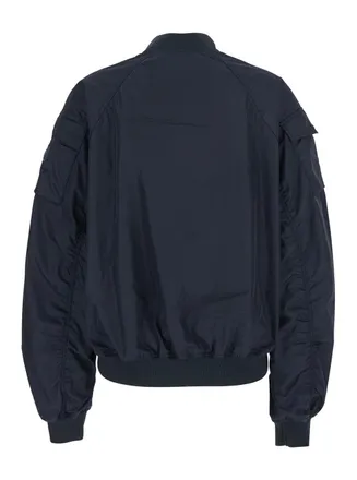 Save The Duck Womens Lil Blue-Black Bomber Jacket With Pockets Polyester Coat