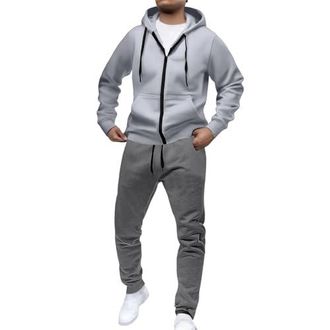 Generic Surv&ecirc;tement De Sport Pour Homme, Sweat &Agrave; Capuche Zipp&eacute; Manches Longues Et Pantalon Ensemble De 2 Pi&egrave;ces, Ample Et Confortable, V&ecirc;tements Chaud Fitness