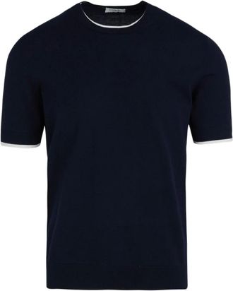 Paolo Pecora Homme, Tops, Bleu, Taille: M T-shirt ras du cou en coton