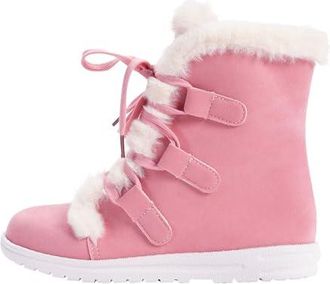 Generic Bottes dhiver thermiques pour femme - Couleur unie - Doublure en fausse fourrure - Confortables et chaudes - &Agrave; lacets - Pour la marche et les loisirs,