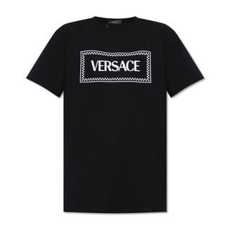 Versace T-Shirt mit Logo - - Tops - Damen - Schwarzk - XS