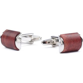 Suitable Boutons de Manchette Raised Wood Argent&eacute;