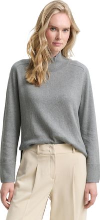 Tom Tailor Damen 1047698 Strickpullover mit Stehkragen, 21373-Medium Silver Grey Melange, 3XL