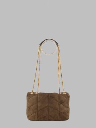 Saint Laurent Womens Shoulder Bag Puffer Toy Green Leather Calf