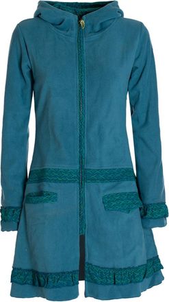 vishes Alternative Bekleidung - Damen lange Fleecejacke Fleecemantel &Uuml;bergangsjacke ECO-Fleece t&uuml;rkis 42-44