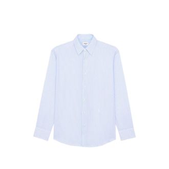 Saint Laurent Cassandre Shirt In Striped Cotton Poplin