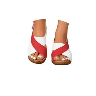 Generic Sandales compens&eacute;es pour femme, bout ouvert &agrave; talon compens&eacute;, sandales plates &agrave; semelle &eacute;paisse, chaussures de plage d&eacute;contract&eacute;es &agrave; semelle souple, p
