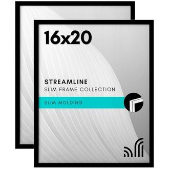 Americanflat Bilderrahmen mit poliertem Plexiglas, Streamline-Kollektion, dünner Rand, Bilderrahmen für Wanddekoration, Befestigungsmaterial im Lieferumfang enthal