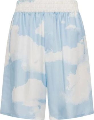 Moschino Homme, Shorts, Bleu, Taille: XL Silk Twill Bermuda Shorts Archive Clouds