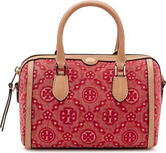 Tory Burch Femme, Sacs, Rouge, Taille: ONE Size T Monogram Denim Petite Barrel Bag