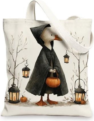 Generic Sacs fourre-tout fantaisistes en toile avec motif de canard mignon, sacs de courses réutilisables, style vintage, légers et lavables, sacs en toile po