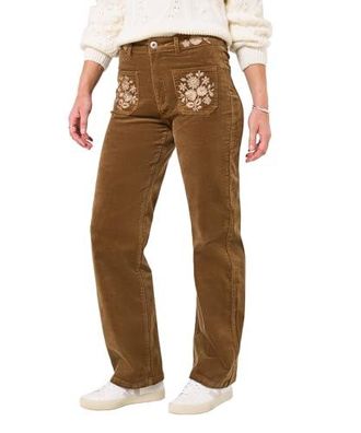Joe Browns Embroidered Mocha Stevie Cord Trousers Velours c&ocirc;tel&eacute;s, Marron, 42 Femme