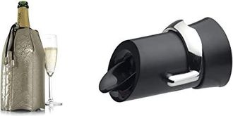 Vacu Vin 38855626 Refroidisseur à Champagne Décor Platinum Beige/Doré & 18804606 Bouchon A Champagne Champagne Saver