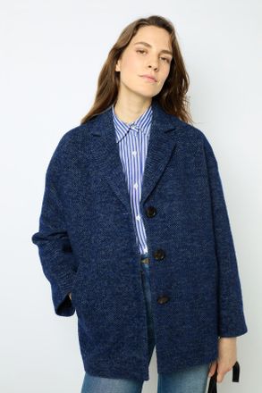 Gerard Darel Manteau court &agrave; chevrons - LEDA - Indigo