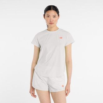 New Balance Femme Race Day Ultra Light T-Shirt en Gris, Poly Knit, Taille XL