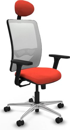 Piqueras y Crespo Computerstuhl Zulema mit 3D-Armen, h&ouml;henverstellbarer Lendenwirbelst&uuml;tze und festem Kopfteil, ausgestattet mit 3 Positionen, Wei&szlig;/Dunkelorange