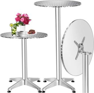TecTake Table Haute Mange Debout Table Bistrot Table de Bar Ronde Pliable Aluminium Hauteur r&eacute;glable 75 ou 115 cm &Oslash; 60cm Meuble Exterieur pour Reception Maria