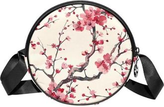 Generic Sac &agrave; bandouli&egrave;re rond pour femme, motif floral, petit sac &agrave; bandouli&egrave;re avec fermeture &eacute;clair, bretelles r&eacute;glables, sac &agrave; main rond d&eacute;contract&eacute; pour 