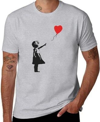 Generic Banksy T-shirt pour homme Fille avec un ballon, Style gris, L