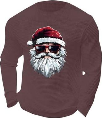 Generic Chemises et pulls de Noël pour homme avec imprimé Père Noël, sweatshirts à manches longues, col rond, hauts dautomne tendance, t-shirts décontractés p