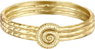 Glanzst&uuml;cke M&uuml;nchen Ring - Sterling Silber Ring Muschel - Gr. 48 - in Gold - f&uuml;r Damen