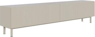 Selsey TV Schrank Mit Gefr&auml;ster Front, 175 cm, Greige - Elegantes TV Board F&uuml;r Wohnwand Wohnzimmer, Moderner Look Mit Metallf&uuml;&szlig;en, Praktische Stauf&auml;cher, Sel