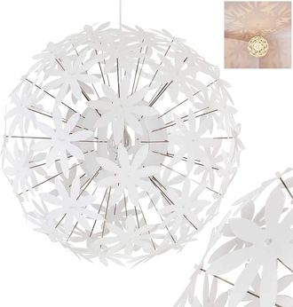 HOFSTEIN H&auml;ngeleuchte Chimore, moderne Pendellampe aus Metall/Kunststoff in Wei&szlig;, 1-flammig, &Oslash; 60 cm, H&ouml;he 150 cm (k&uuml;rzbar), E27 max. 60 Watt, H&auml;ngelampe mit B