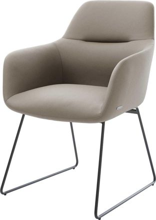 DELIFE Polsterstuhl Pejo-Flex Kufengestell Schwarz Echt-Leder Schlamm Taschenfederkern