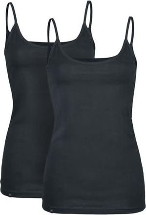 Black Premium by EMP Femme T-Shirts Noirs &agrave; col Ras du Cou, en Lot de Deux S