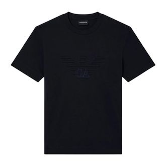 Emporio Armani Homme, Tops, Bleu, Taille: XL T-shirt en coton jersey simple &eacute;pais