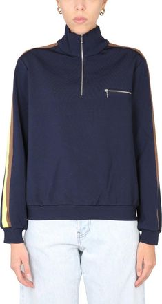 Tory Burch Viscose Blend Front Zipper Sweatshirt - Blue