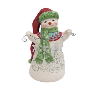 Enesco Jim Shore Heartwood Creek Schneemann mit Schneeflocken-Girlande, 16,5 cm, mehrfarbig