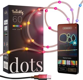 Twinkly Dots 3m, Mehrfarbiger und Flexibler LED-Streifen, Kompatibel mit Alexa und Google Home, Gaming-Lichter, &Uuml;ber 16 Mio. Farben, USB-betrieben, App-Steuer