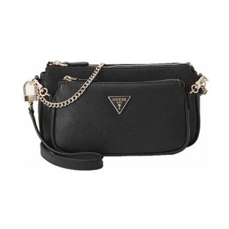 Guess Femme, Sacs, Noir, Taille: ONE Size Noelle II Sac bandouli&egrave;re double pochette