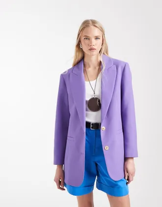 Asos Blazer ajust&eacute; d&eacute;contract&eacute; coupe masculine - Violet