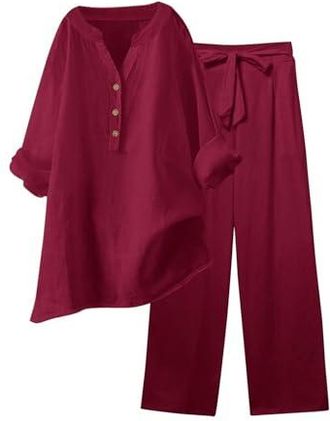 Generic Tenues da&eacute;roport 2026 pour femmes - Tenue 2 pi&egrave;ces - Pull court &agrave; manches longues - Pantalon de surv&ecirc;tement &agrave; jambe large - Ensemble de voyage dautomn