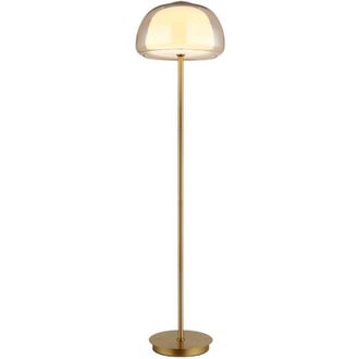 Globo Lighting Lampadaire, lampe sur pied, lampe de bureau, m&eacute;tal, dor&eacute;, verre ambr&eacute;, LED &agrave; intensit&eacute; variable, H 150 cm