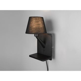Trio Wandleuchte comfort mit Stecker, Schalter & Ladefunktion Schwarz, H&ouml;he 31cm