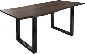 Massivmoebel24 Baumtisch Akazie 140x90x76 grau Beine anthrazit gl&auml;nzend FREEFORM 3