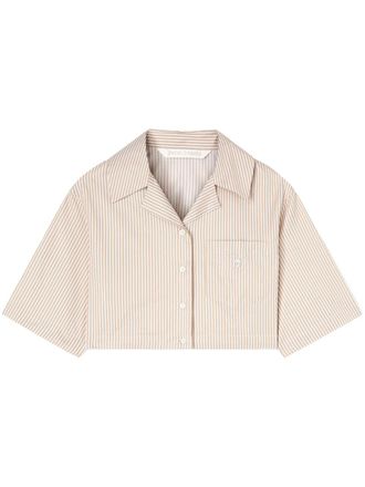 Palm Angels t-shirt crop à logo - Tons neutres