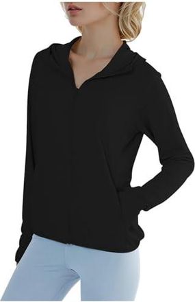 Generic Veste &agrave; capuche pour femme 2026 couleur pure avec protection solaire | Capuche respirante avec cordon de serrage pour la course &agrave; pied, le cyclisme, l