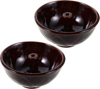 Cabilock 2 Stück Keramik Öllampenhalter Traditionell Handbemalt Diwali Butterlampe Ghee Lampenbasis Hindu Altar Puja Dekoration