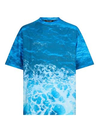 Roberto Cavalli t-shirt à patch logo - Bleu