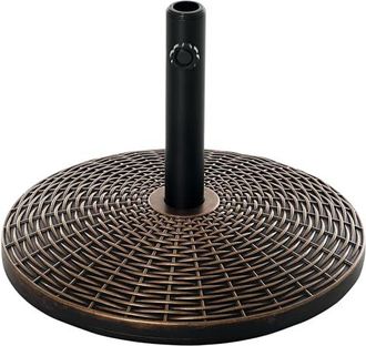 OUTSUNNY Sonnenschirmständer Schirmständer Schirmhalter Schirmfuß 25 kg Rattanoptik Korb Ständer Schirm Ø35/Ø38/Ø48 mm Kunststoff + Zement Antik Bronze Ø53 x 4