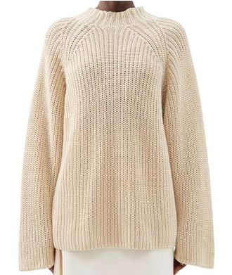 Toteme Cream Ribbed Fluted Sleeve Jumper Size XS