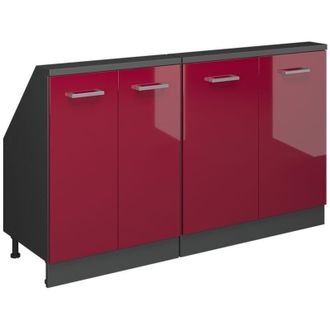 Vicco Dachschr&auml;genschrank Rion, Rot Hochglanz/Anthrazit, 2er Set, Vicco